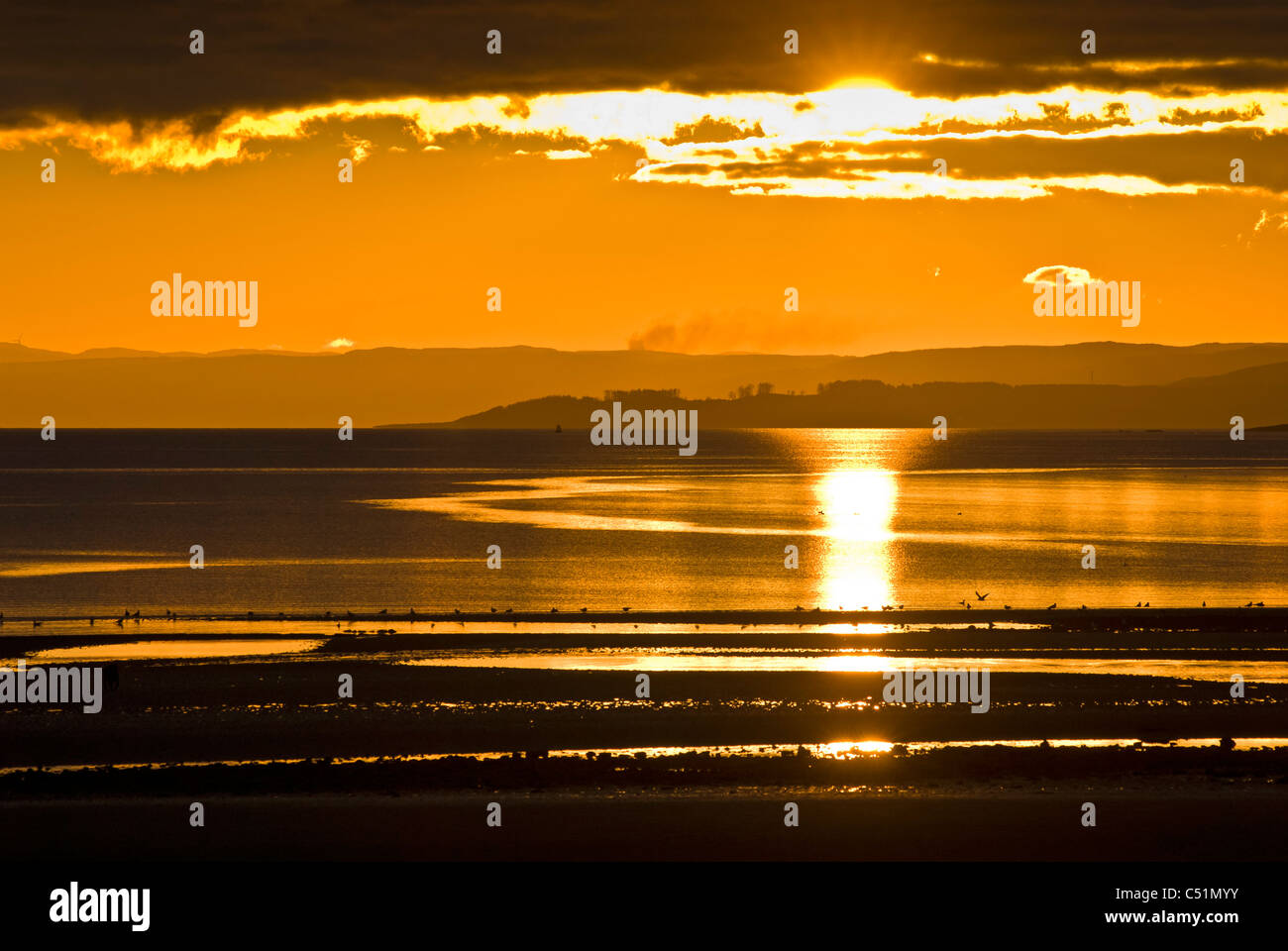 The beach at Ettrick Bay, Isle of Bute, Argyll, Scotland looking over ...