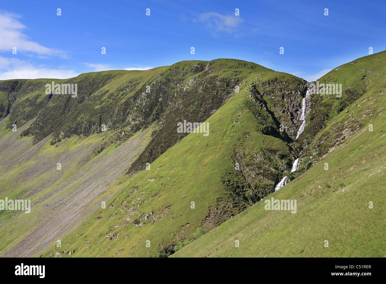 Cautley Craggs and Cautley Spout waterfall in the Howgills Cumberland ...
