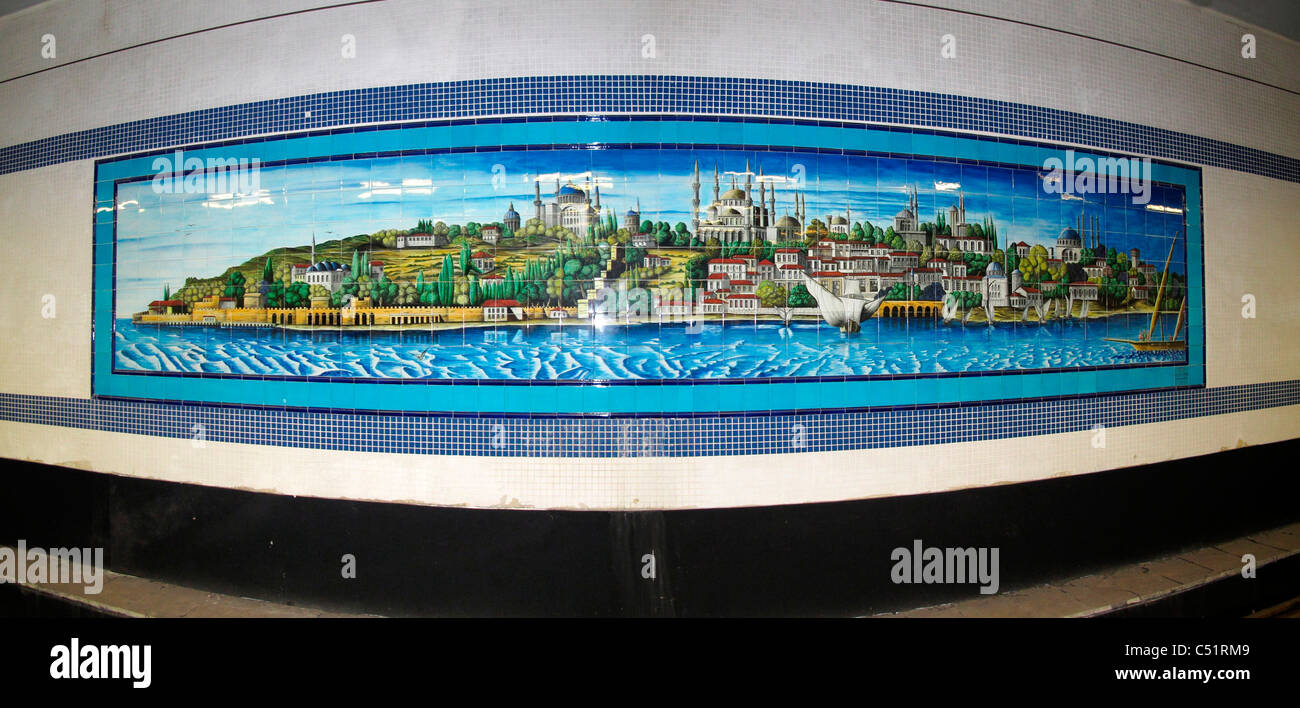 Turkey Istanbul Sultanahmet old town skyline mural Stock Photo - Alamy