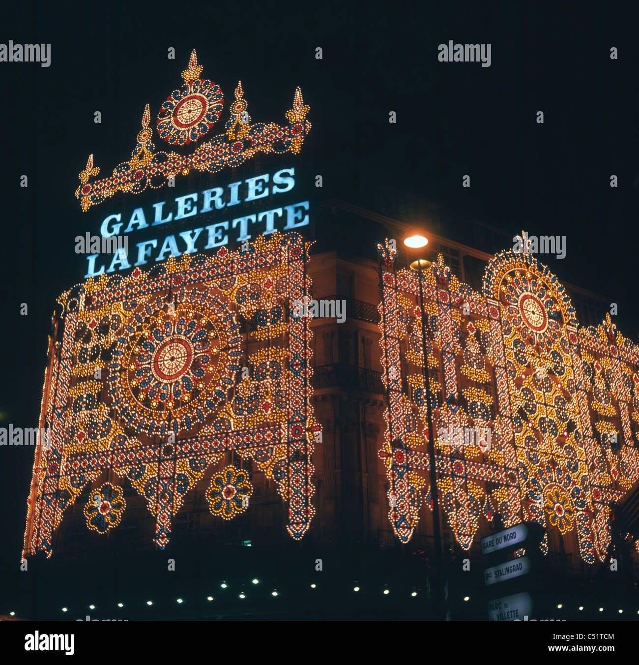 The Galleries Lafayette department store illuminated for Christmas ...