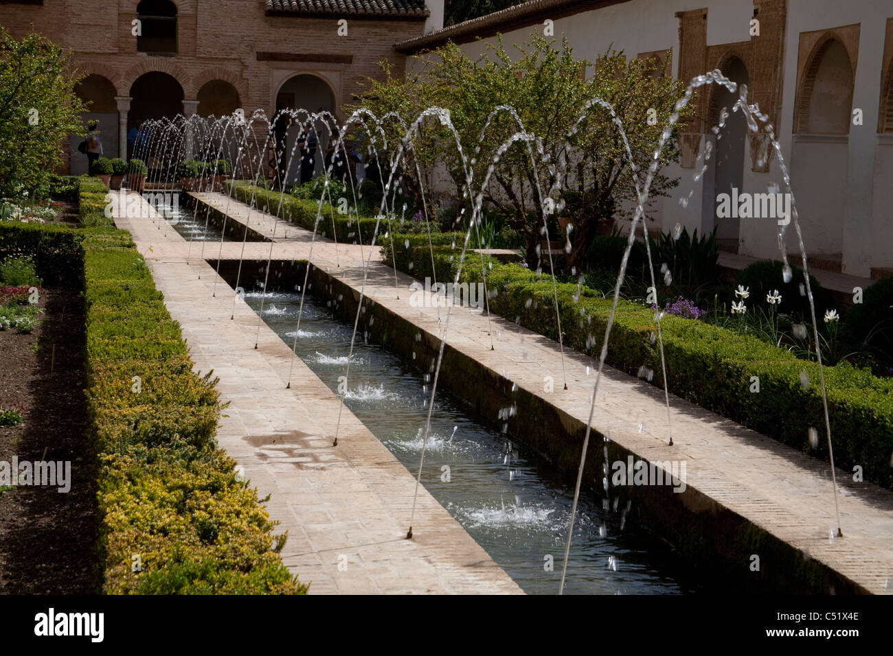 Granada Spain Alhambra palace Generalife garden water fountain Patio de ...