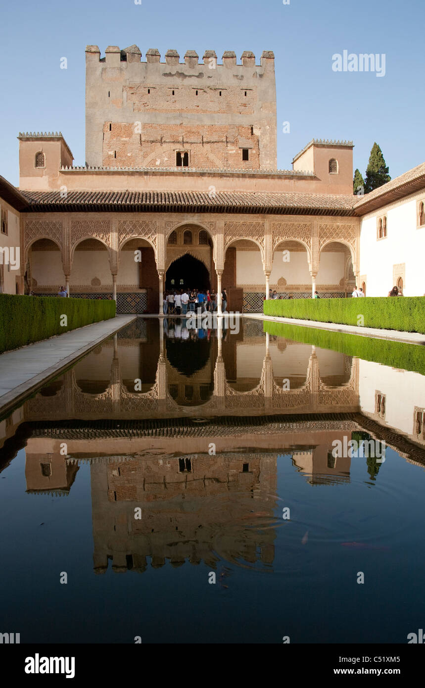 Granada Spain Court of the Myrtles Tower of Comares Alhambra Andalucia ...