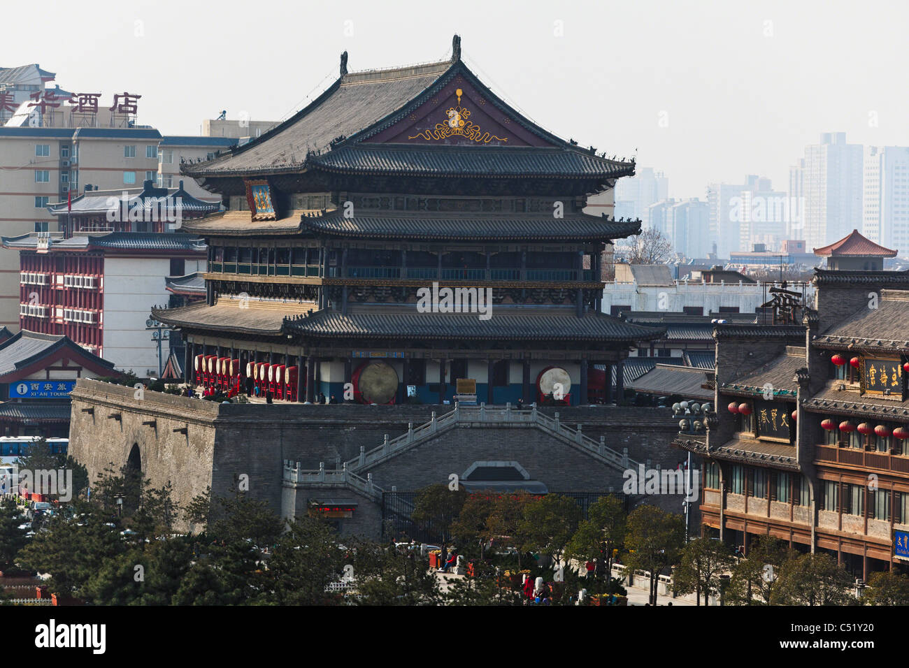Drum Tower View , Xian City Center, Shaanxi, China Stock Photo - Alamy