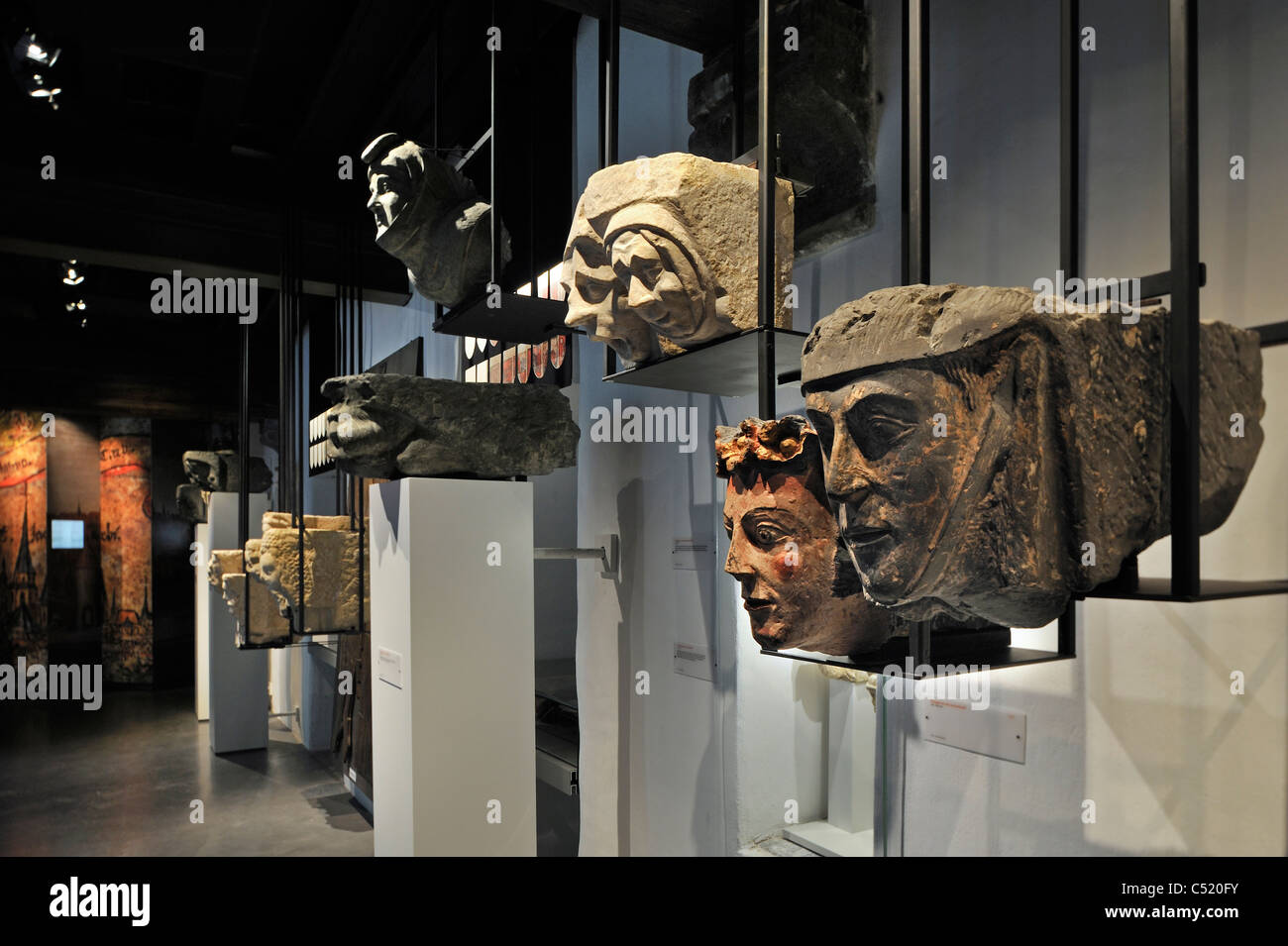 Medieval stone corbel heads on display at STAM, the Ghent city museum ...