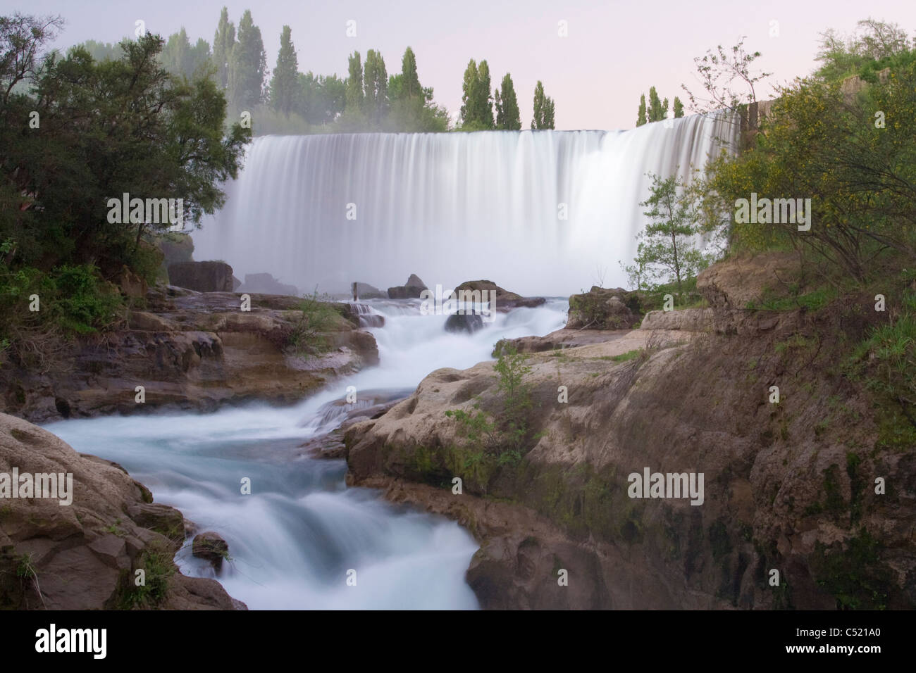 Laja Falls in the twilight, largest waterfall in Chile, VIII Region ...