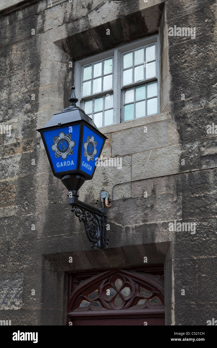 Blue Garda Lamp outside the Garda Museum, Dublin Castle, Ireland Stock ...