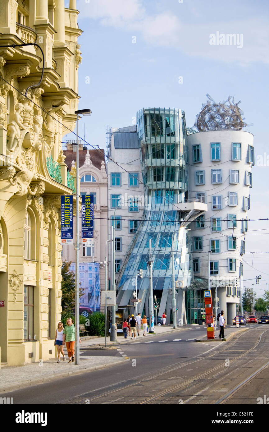 Contrast between old and new architecture Dancing House, Fred and ...