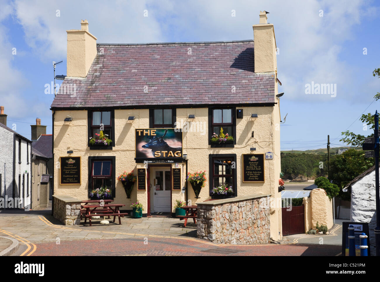 The Stag Inn, most northerly pub in Wales. Cemaes, Isle of Anglesey ...