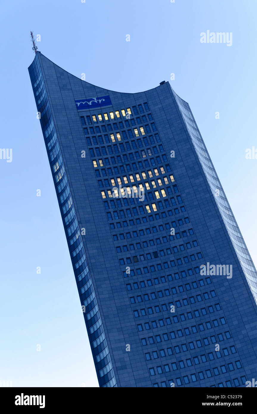 City-Hochhaus skyscraper, Panorama Tower, MDR, Leipzig, Saxony, Germany ...