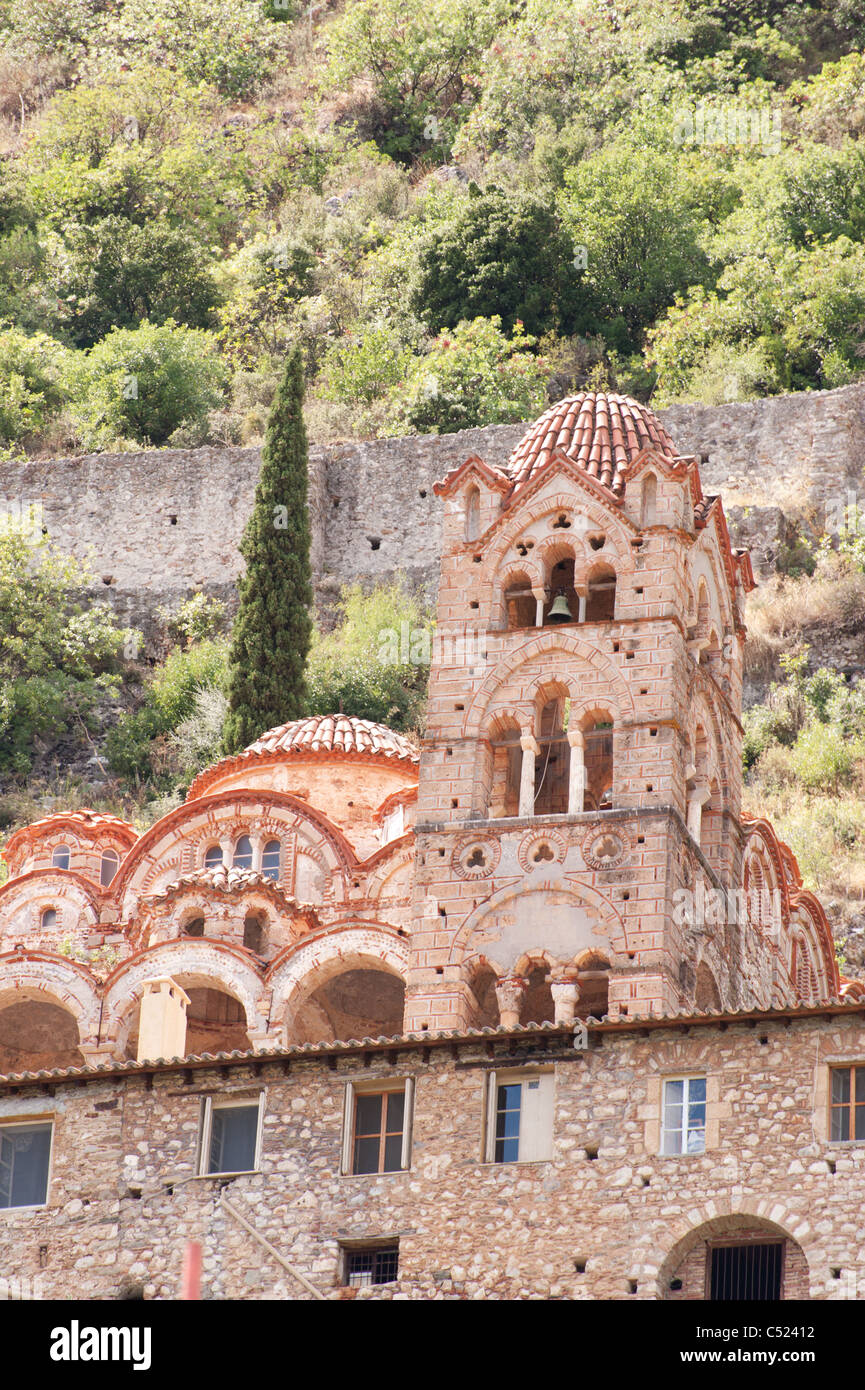 Church in Greek Byzantine town Mystras with bell Stock Photo - Alamy