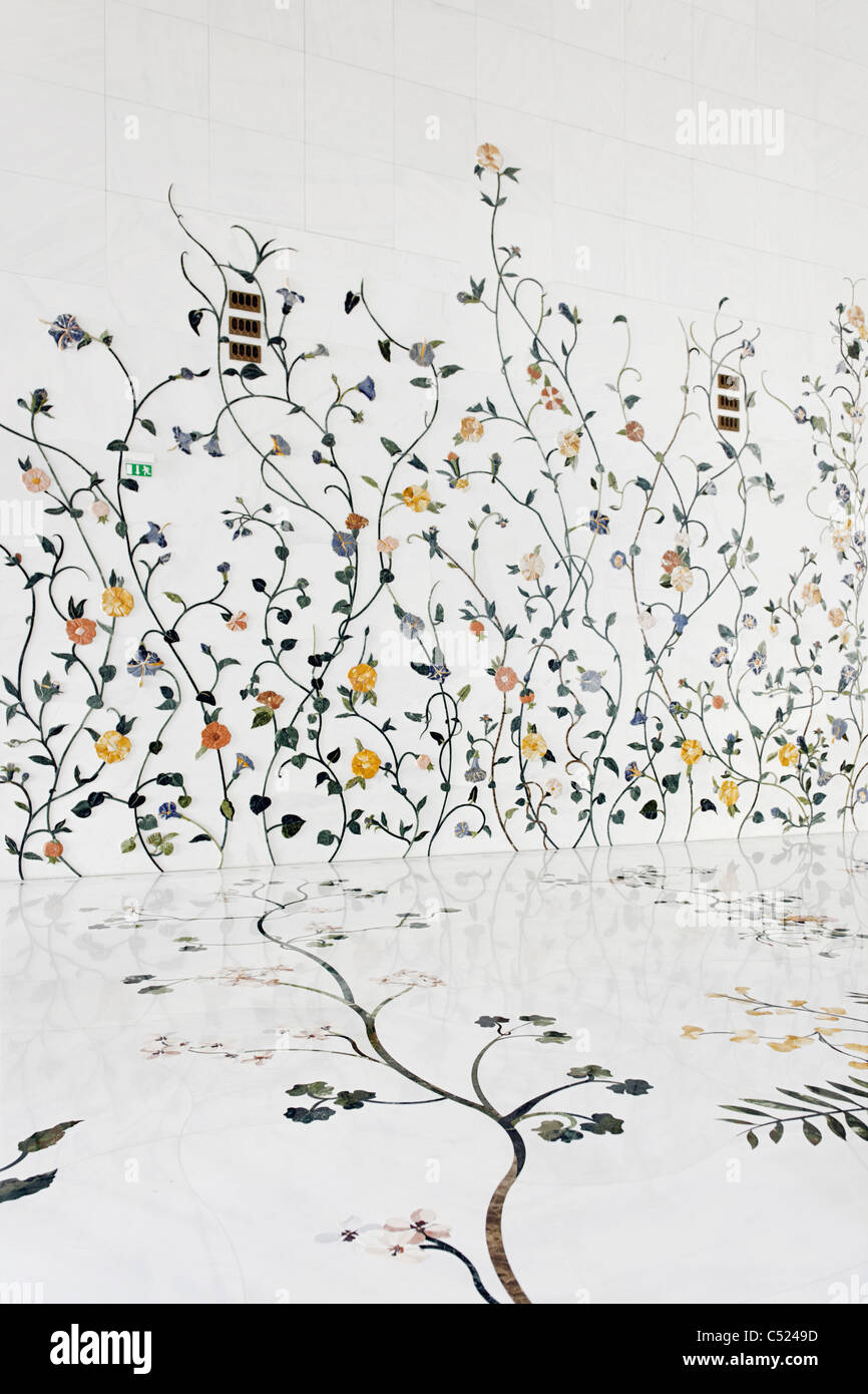 Floral mosaic, inner courtyard, Sheikh Zayed Grand Mosque, the third ...