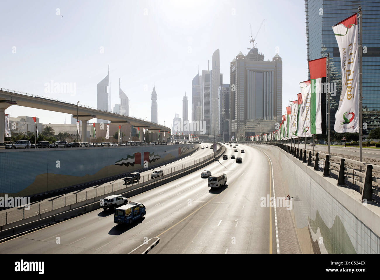 Modern architecture, high-rise buildings, Sheikh Zayed Road, Downtown ...