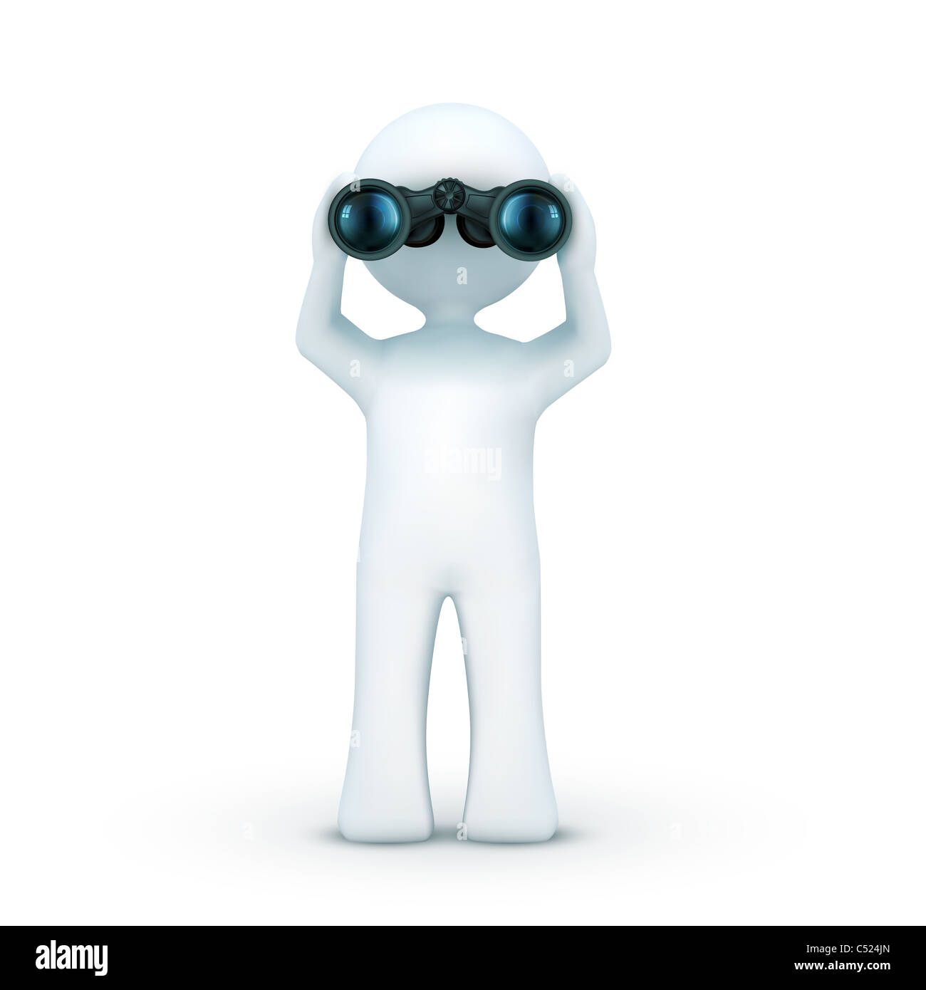 illustration of 3d character looking through binoculars on an isolated ...