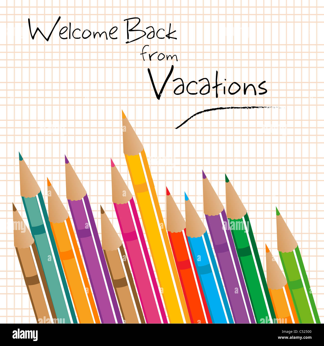 illustration of vector welcome back from vacations with colorful ...