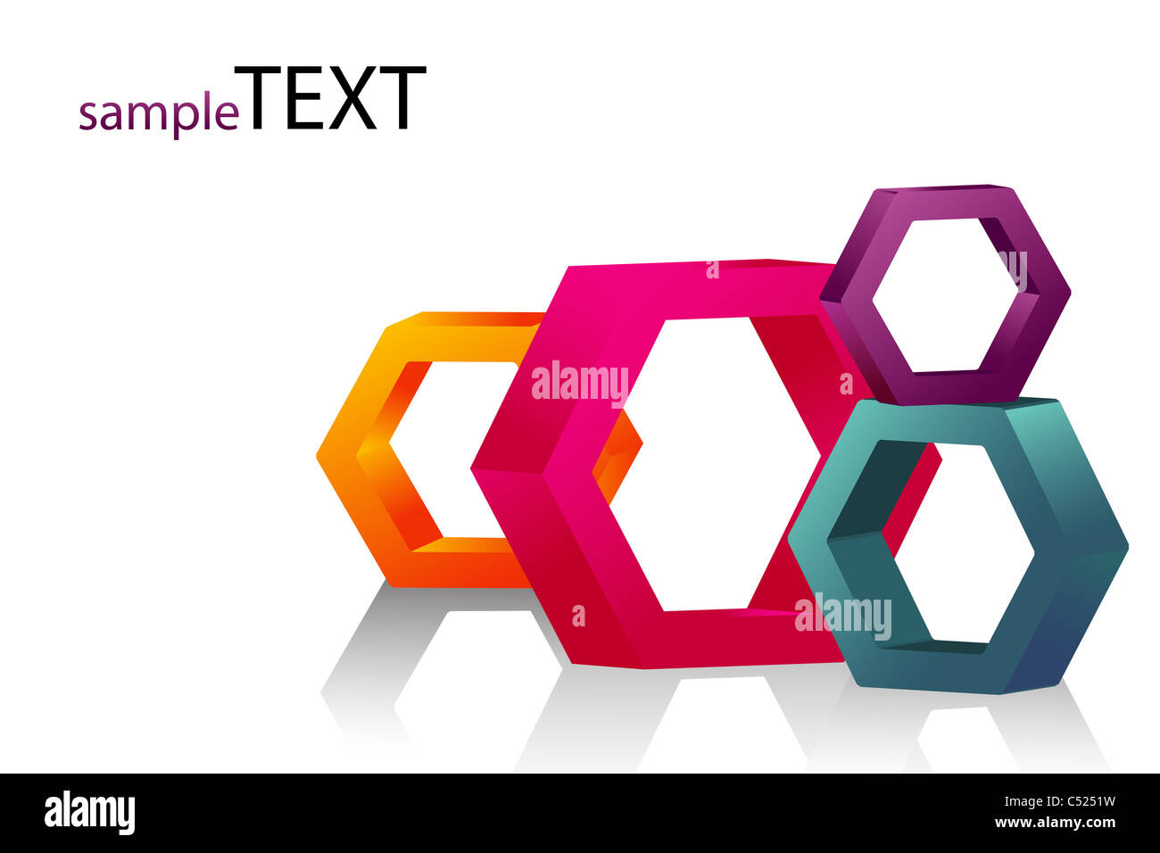illustration of vector hexagonal blocks on isolated text template Stock ...