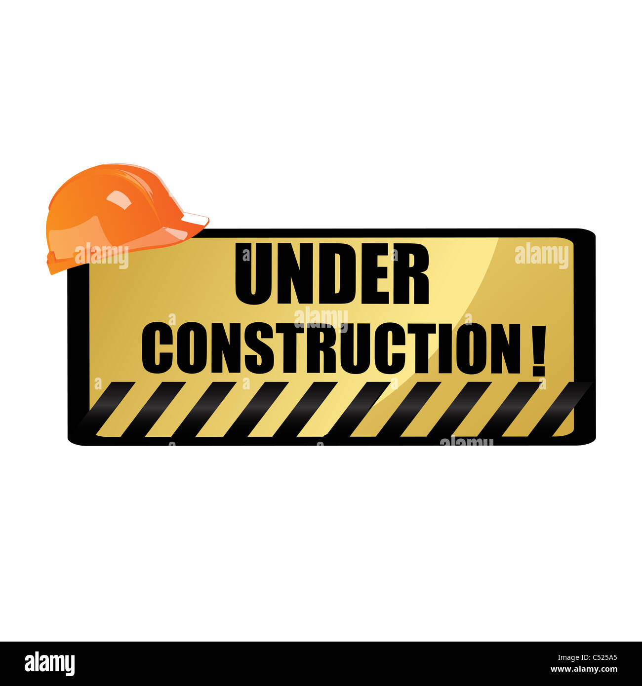 illustration of hardhat on underconstruction board on an isolated ...