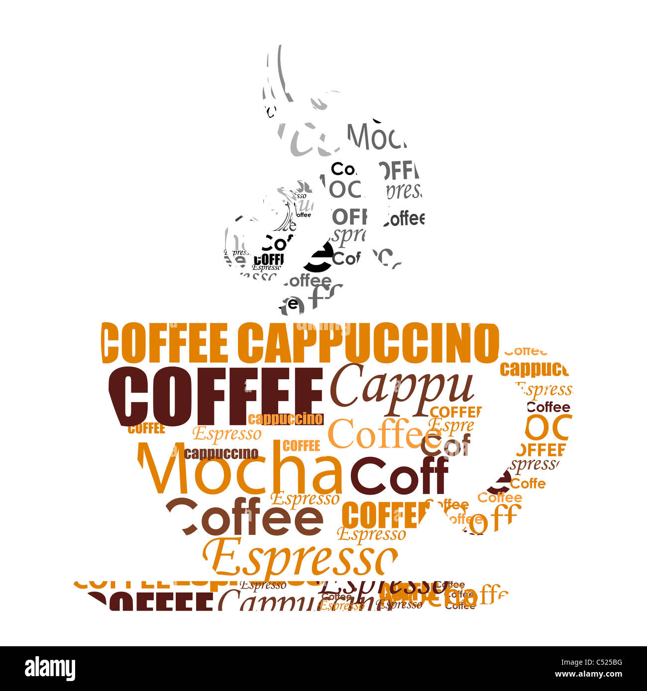 illustration of typography coffee cup on isolated background Stock ...