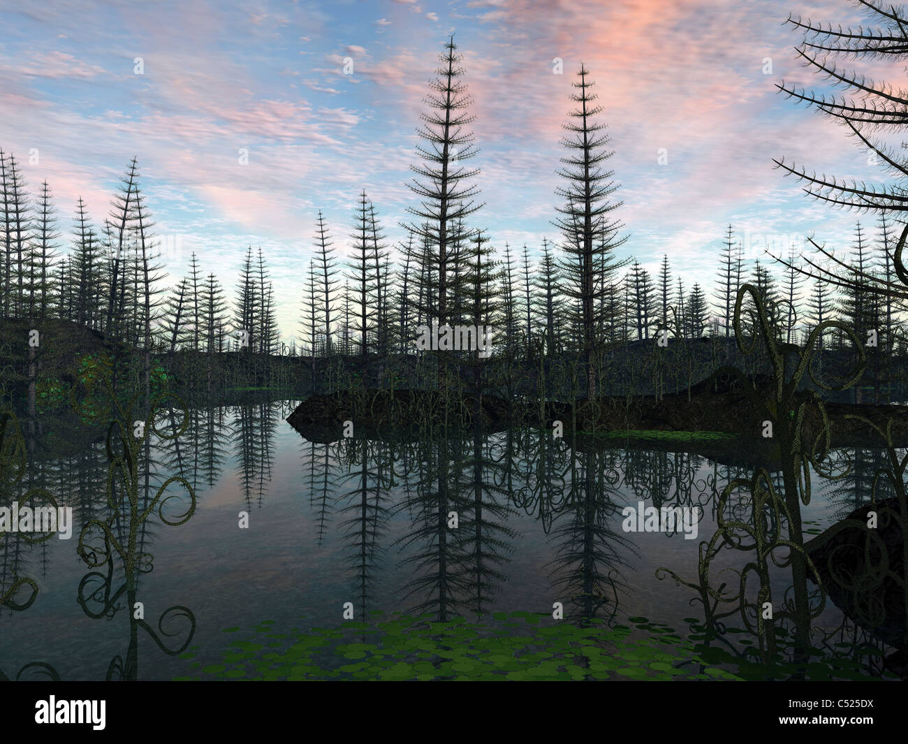 A forest of Calamites and Asteroxylon 390 million years ago Stock Photo ...