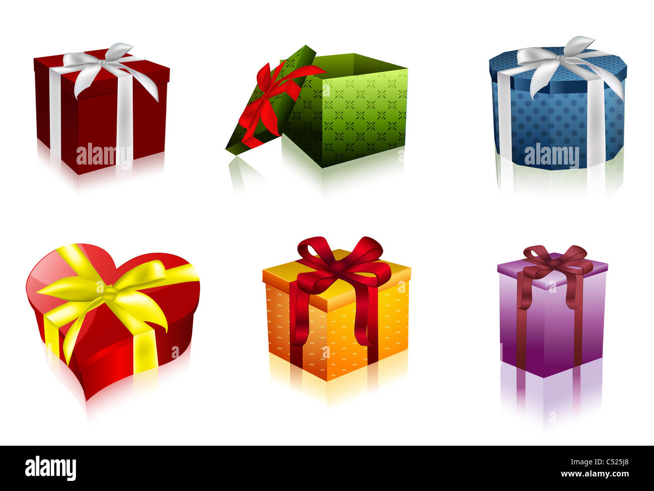 set of gift boxes on an isolated background Stock Photo - Alamy
