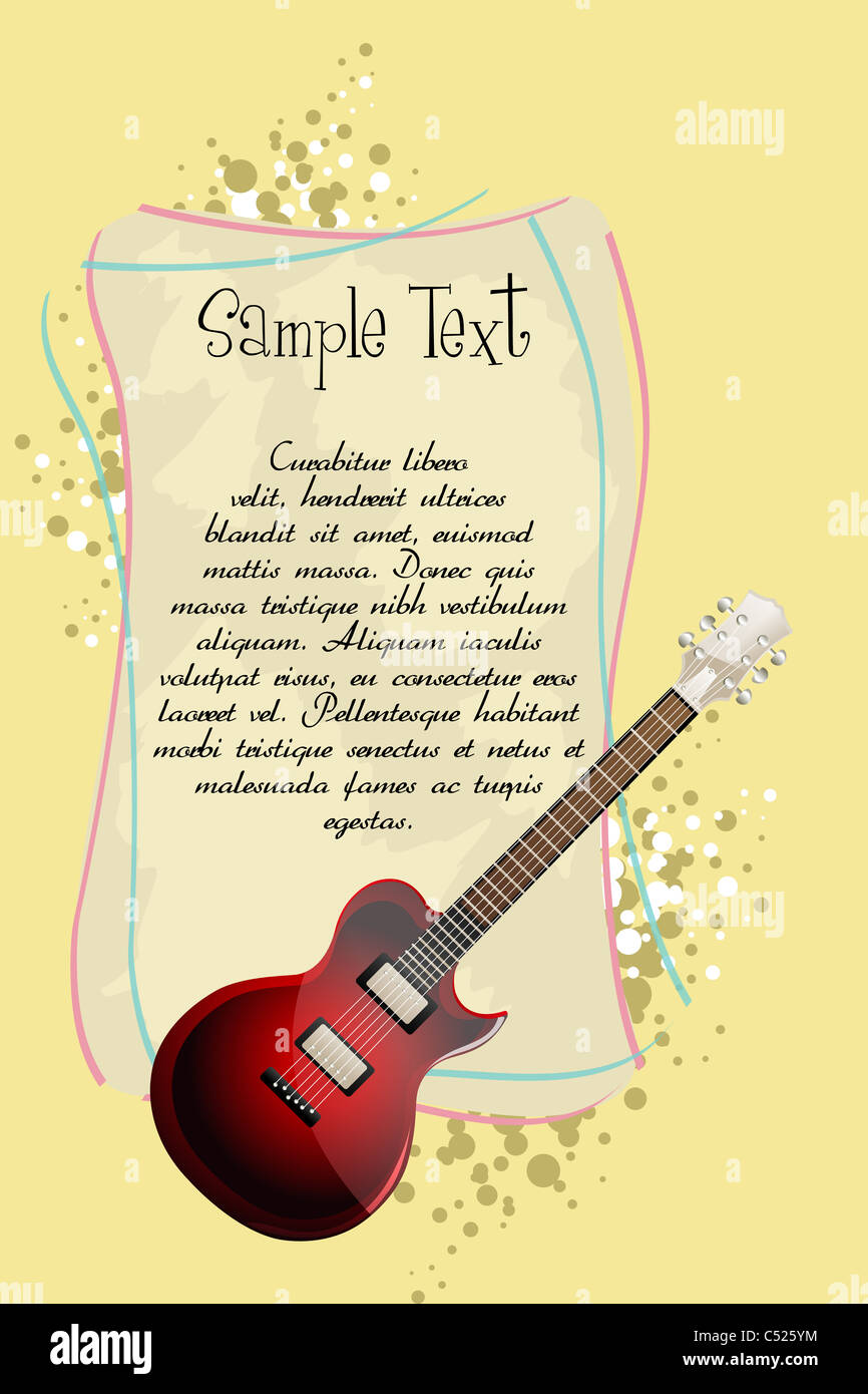 illustration of guitar with text template on abstract background Stock ...