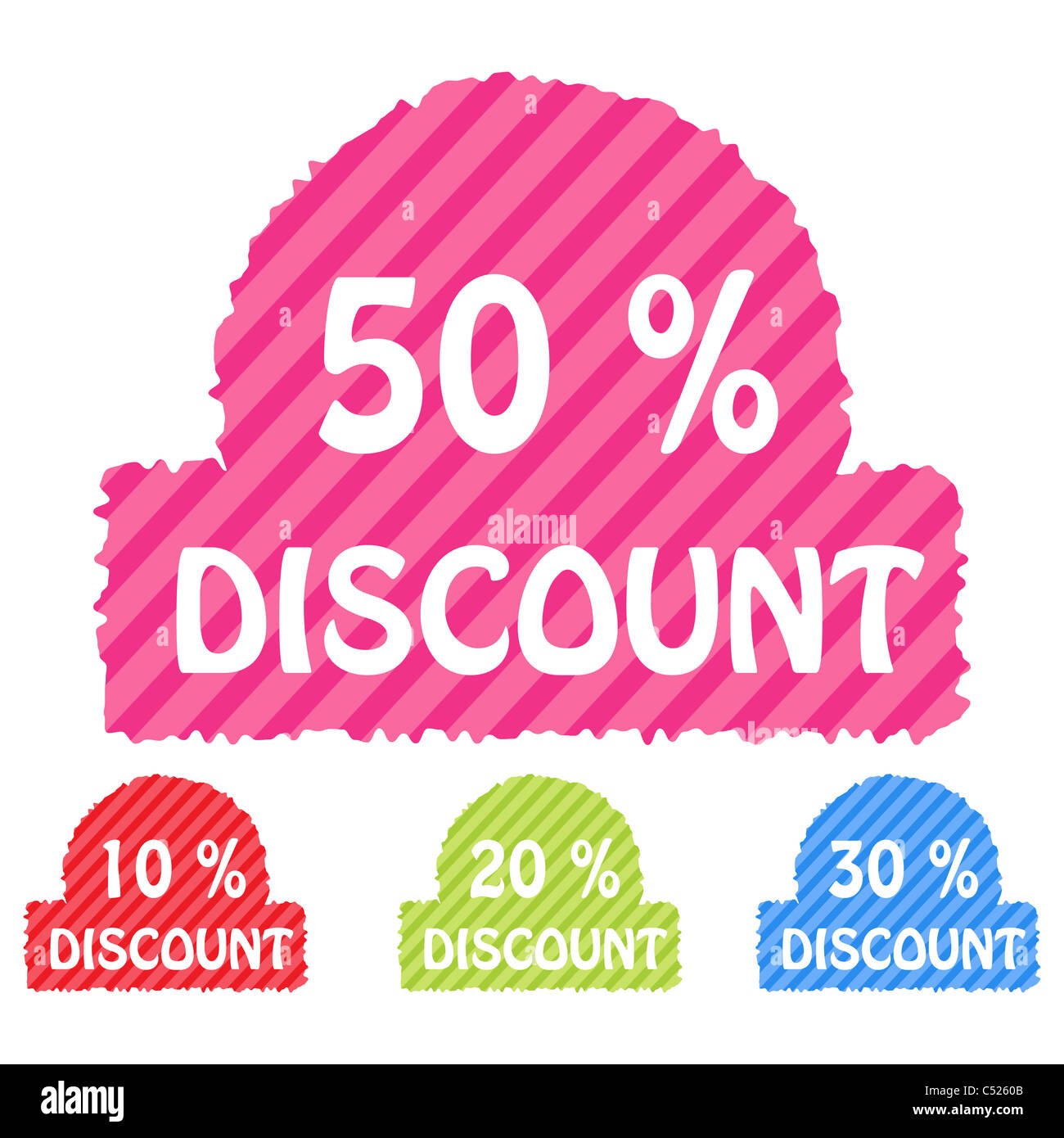 illustration of set of discount icons on isolated background Stock ...