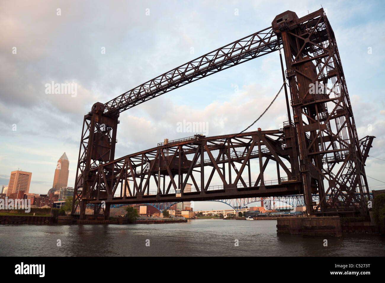 Bridge on Cuyahoga River in Cleveland Stock Photo - Alamy