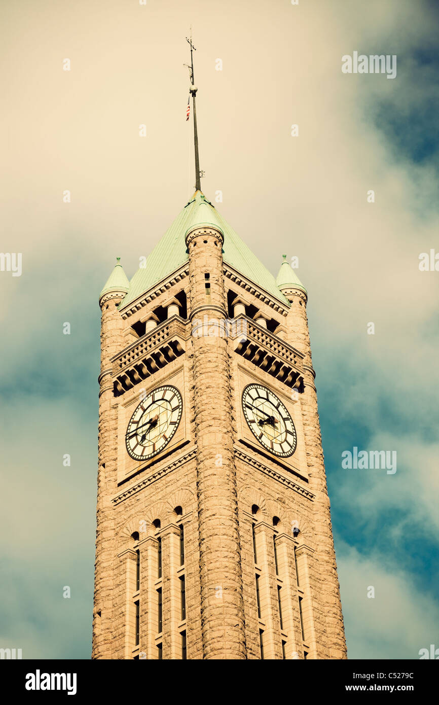 Clock Tower in Minneapolis Stock Photo - Alamy