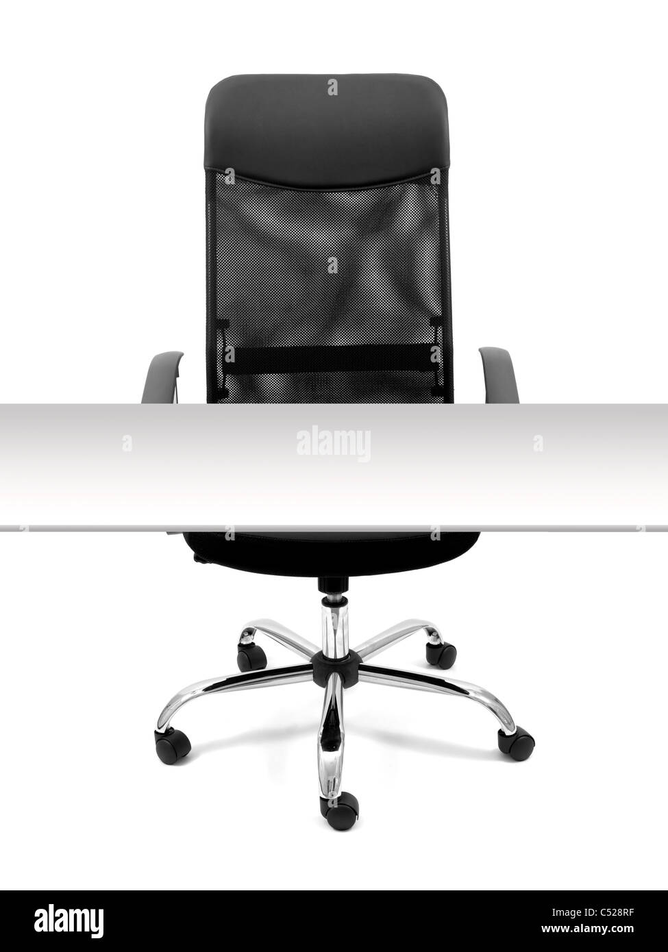 An office chair behind a desk isolated against a white background Stock ...