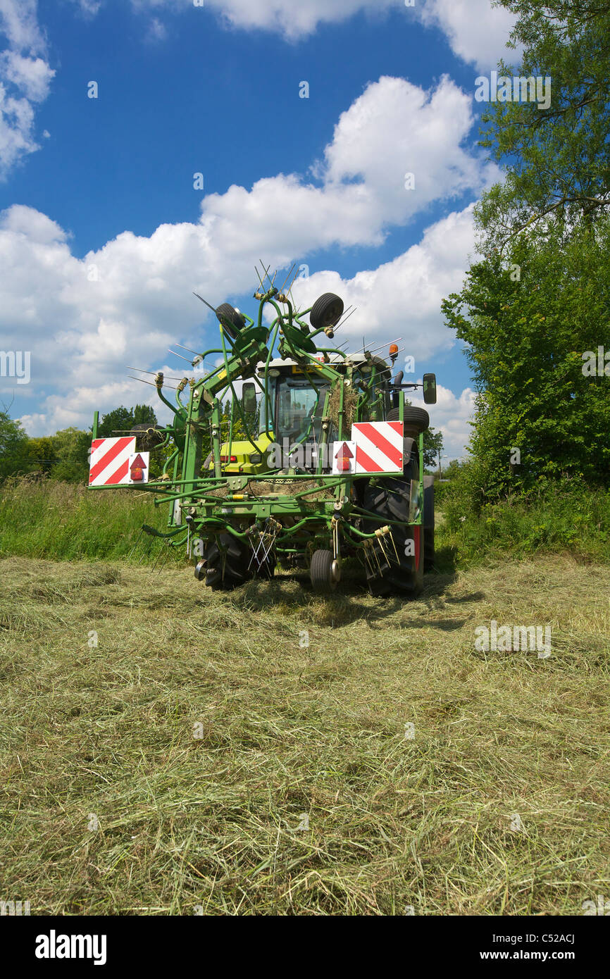 Claas Ares 697 ATZ leaving field after turning Hay leaving field after ...