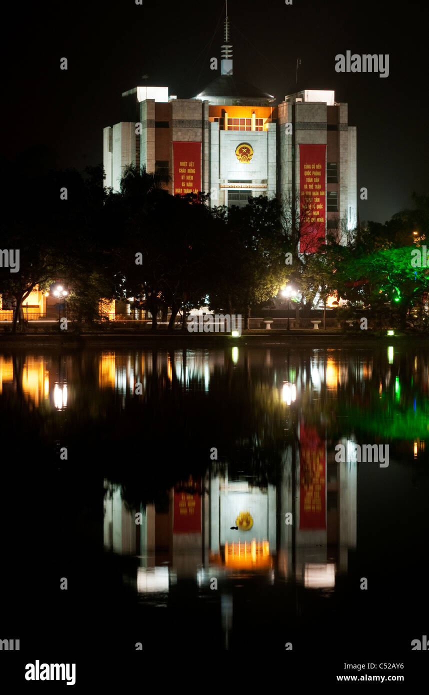 The Hanoi People's Committee building at night, Hanoi, Vietnam Stock ...