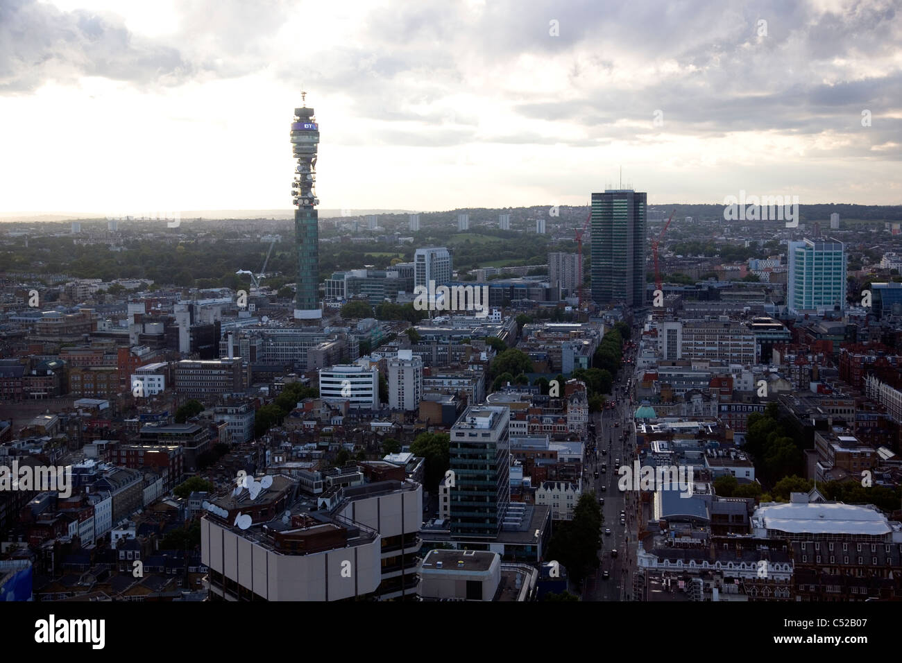 Elevated 'aerial' view of London and the BT Tower Stock Photo - Alamy