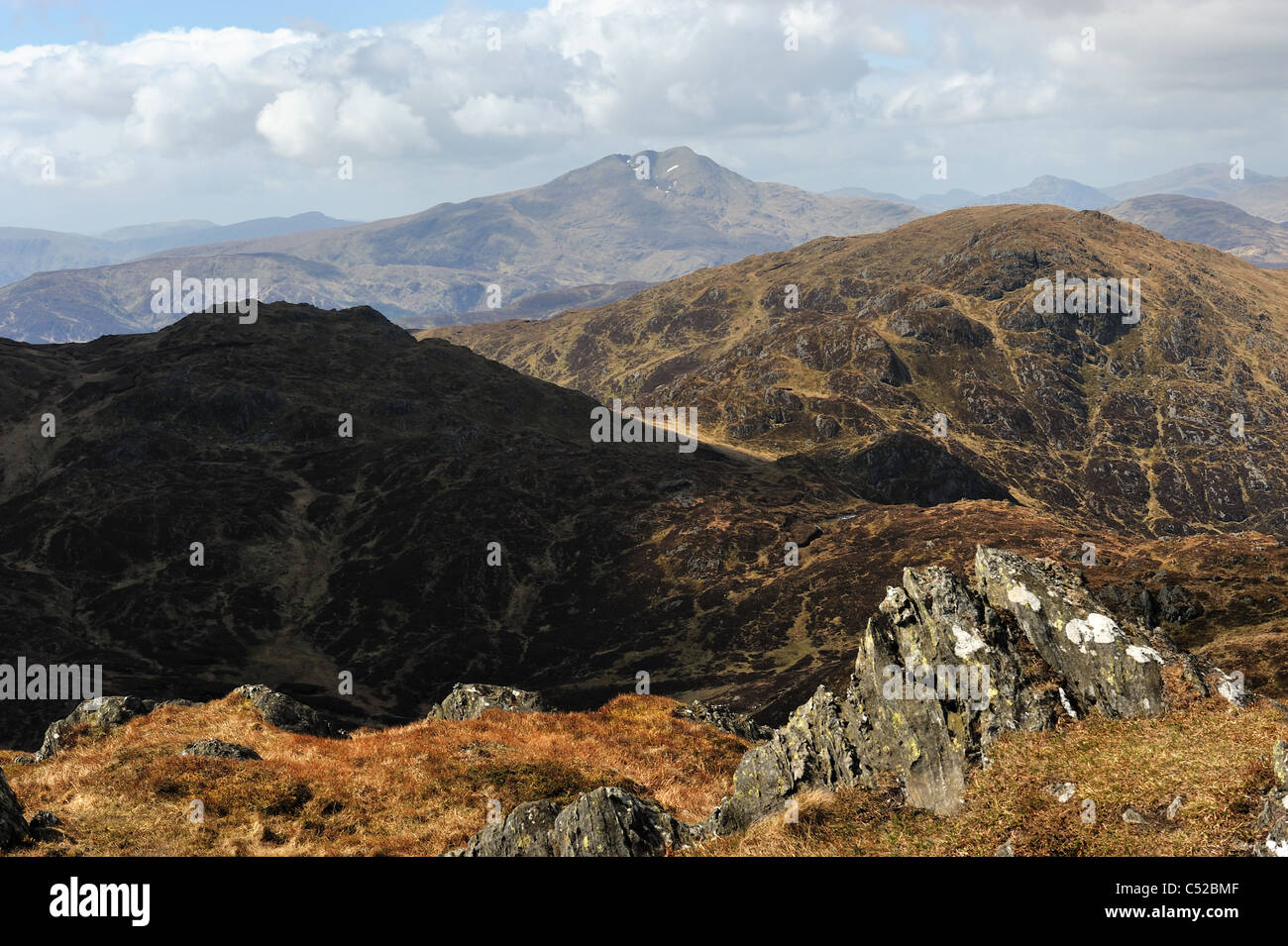 View from the summit of Ben Venue, in the Scottish Trossachs Stock ...