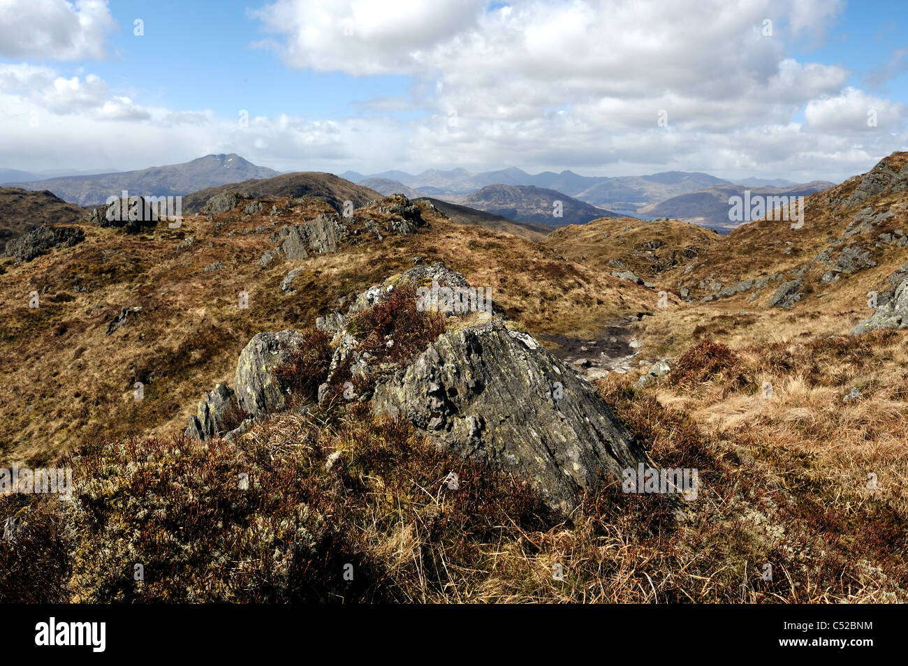 View from the summit of Ben Venue, in the Scottish Trossachs Stock ...