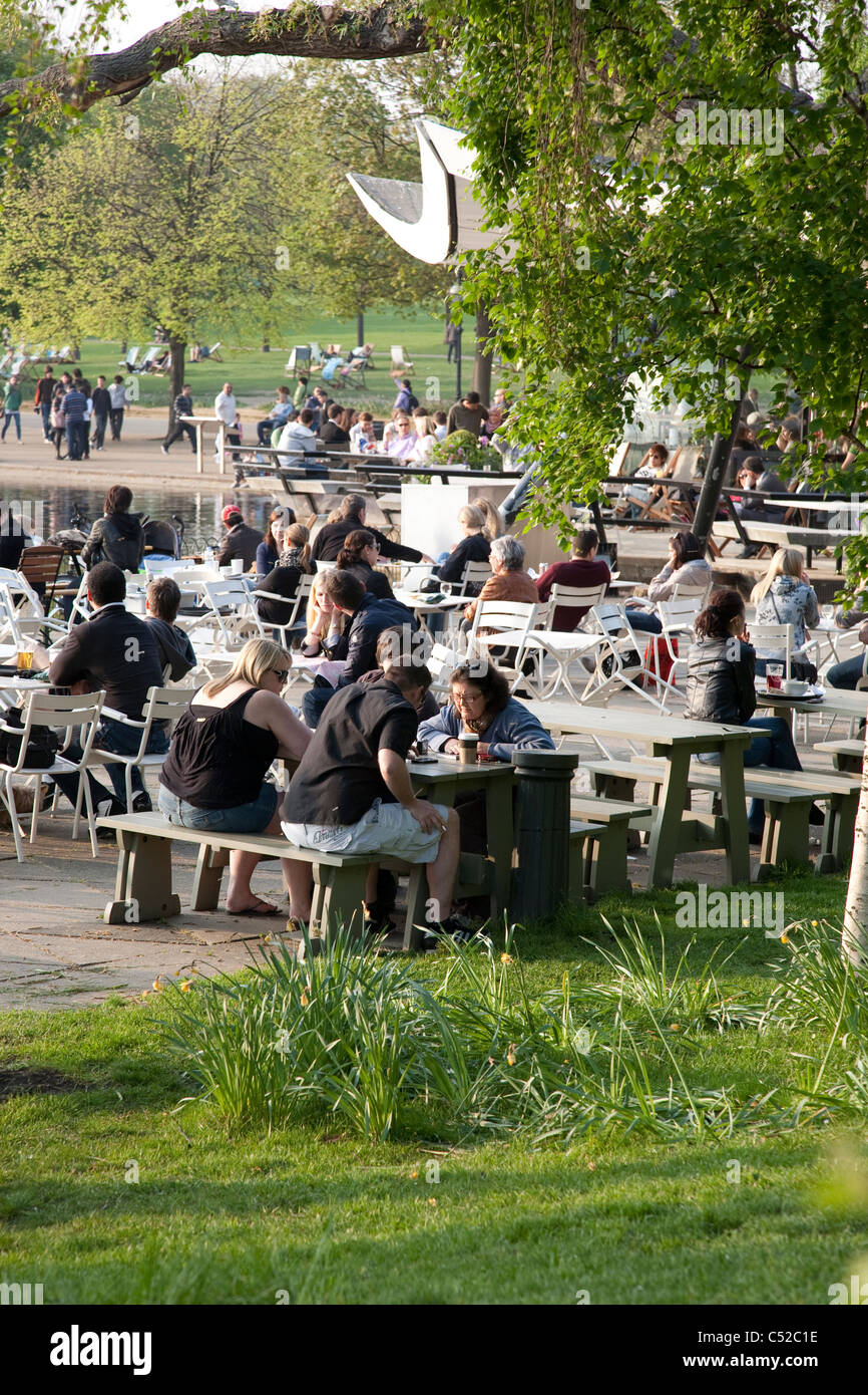 People taking Refreshments in Cafe by the Serpentine in Hyde Park ...