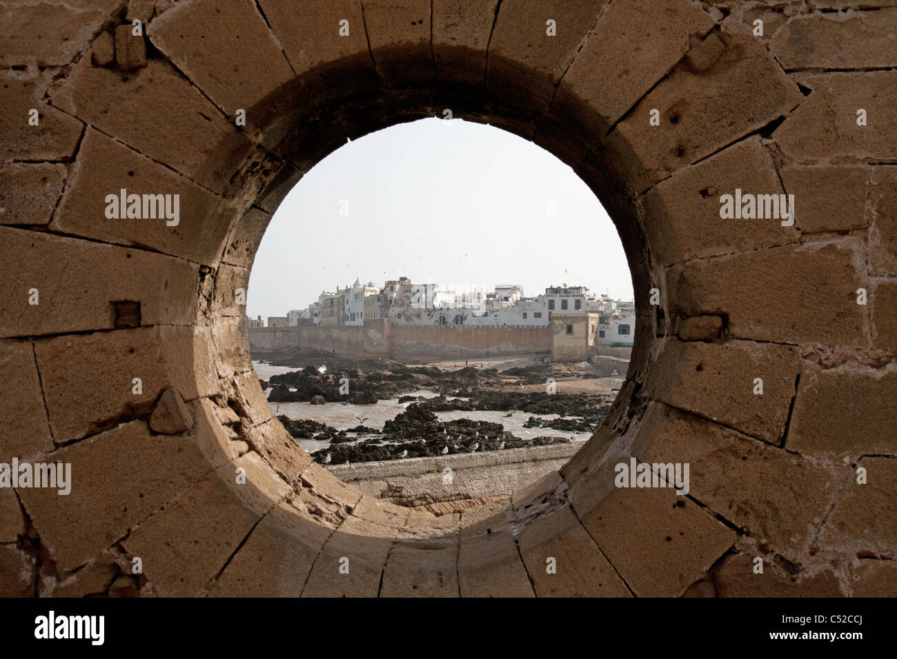 Looking through a window from Skala du Port Essaouira towards the ...