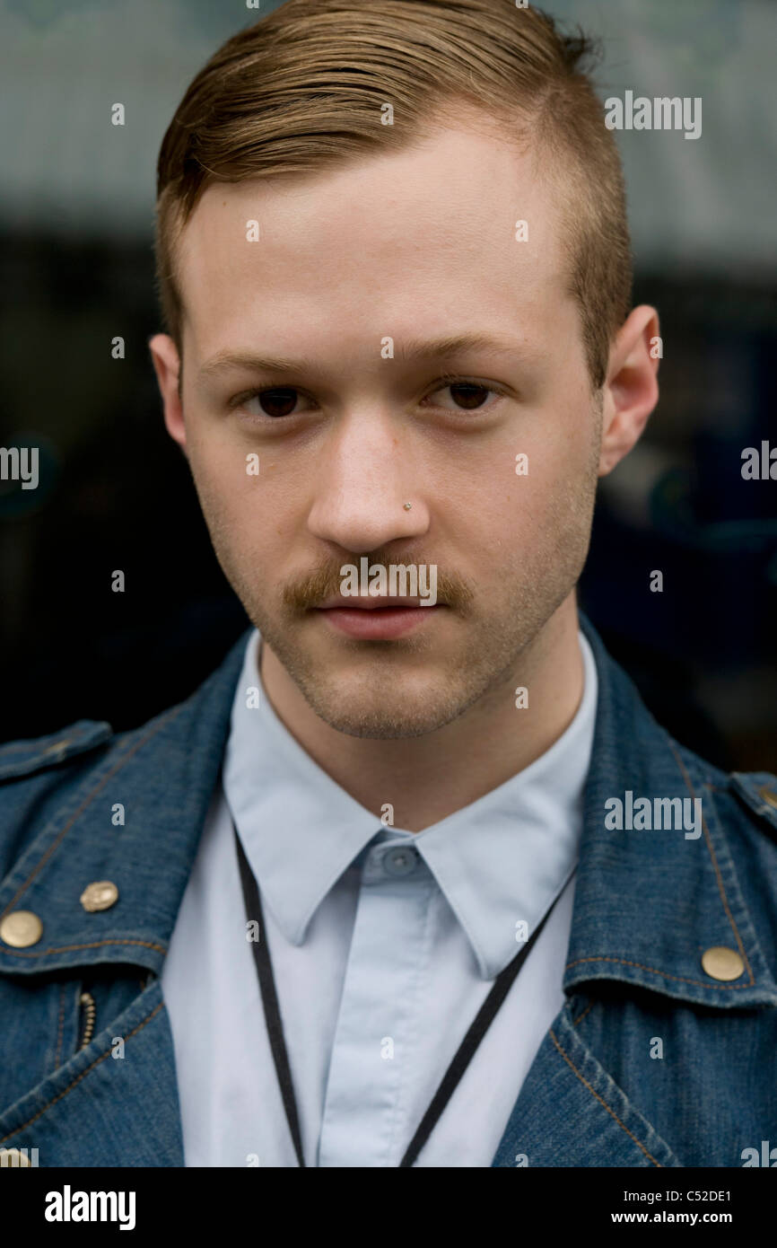 Young man in his early-twenties street portrait with moustache Stock ...