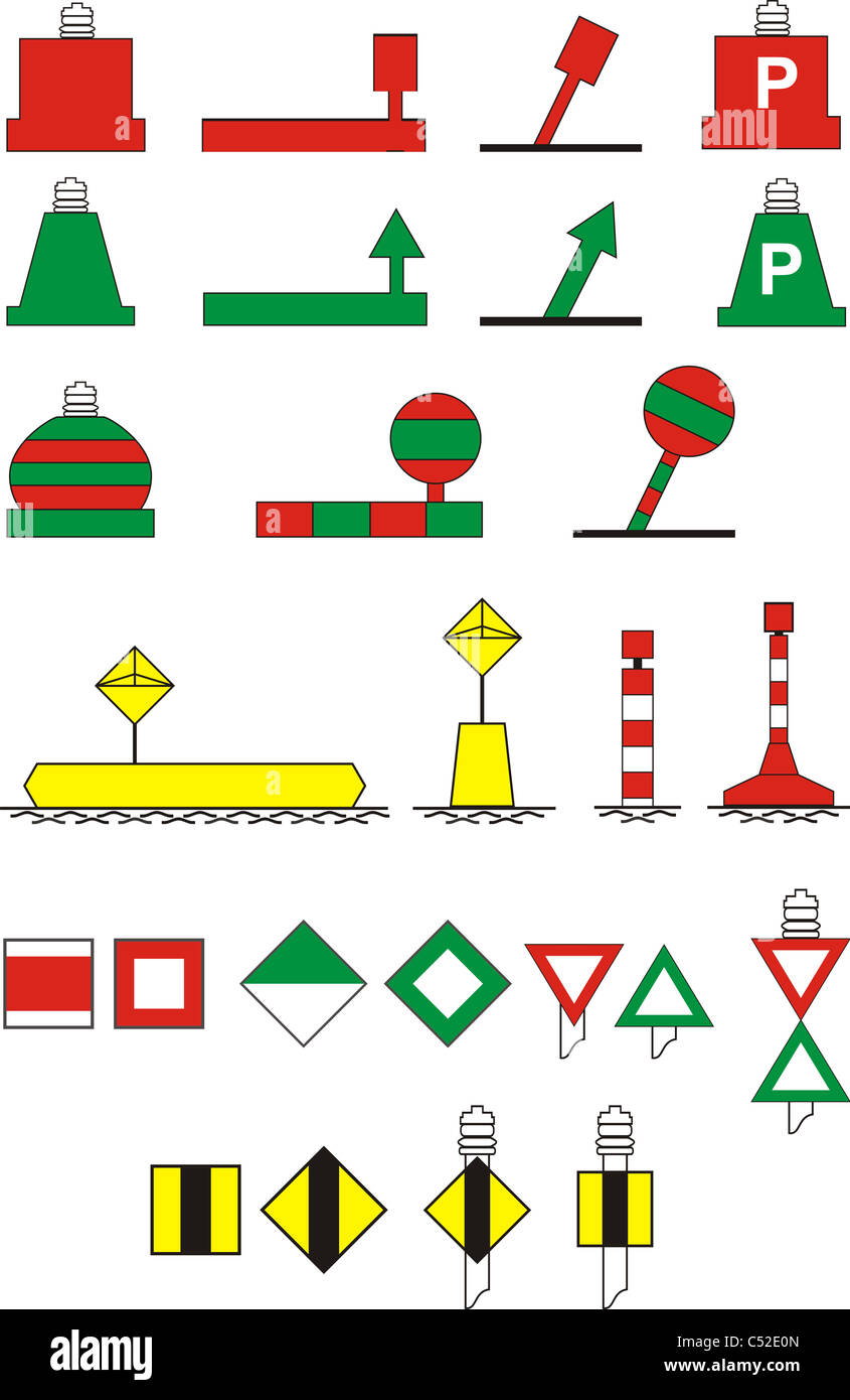 Traffic Signs river navigation Stock Photo - Alamy