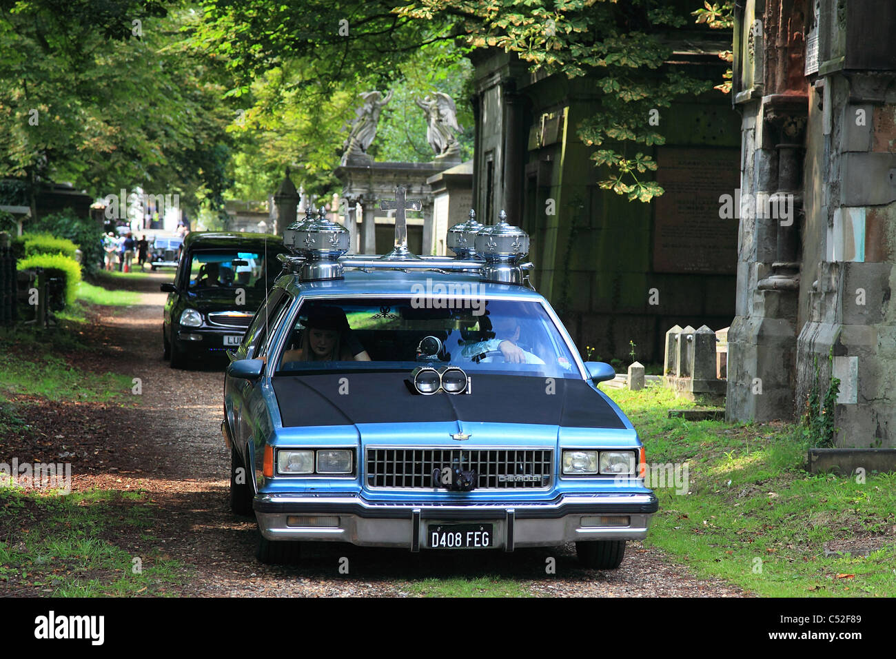 Hearse car at Kensal Green cemetery open day, London, England Stock ...