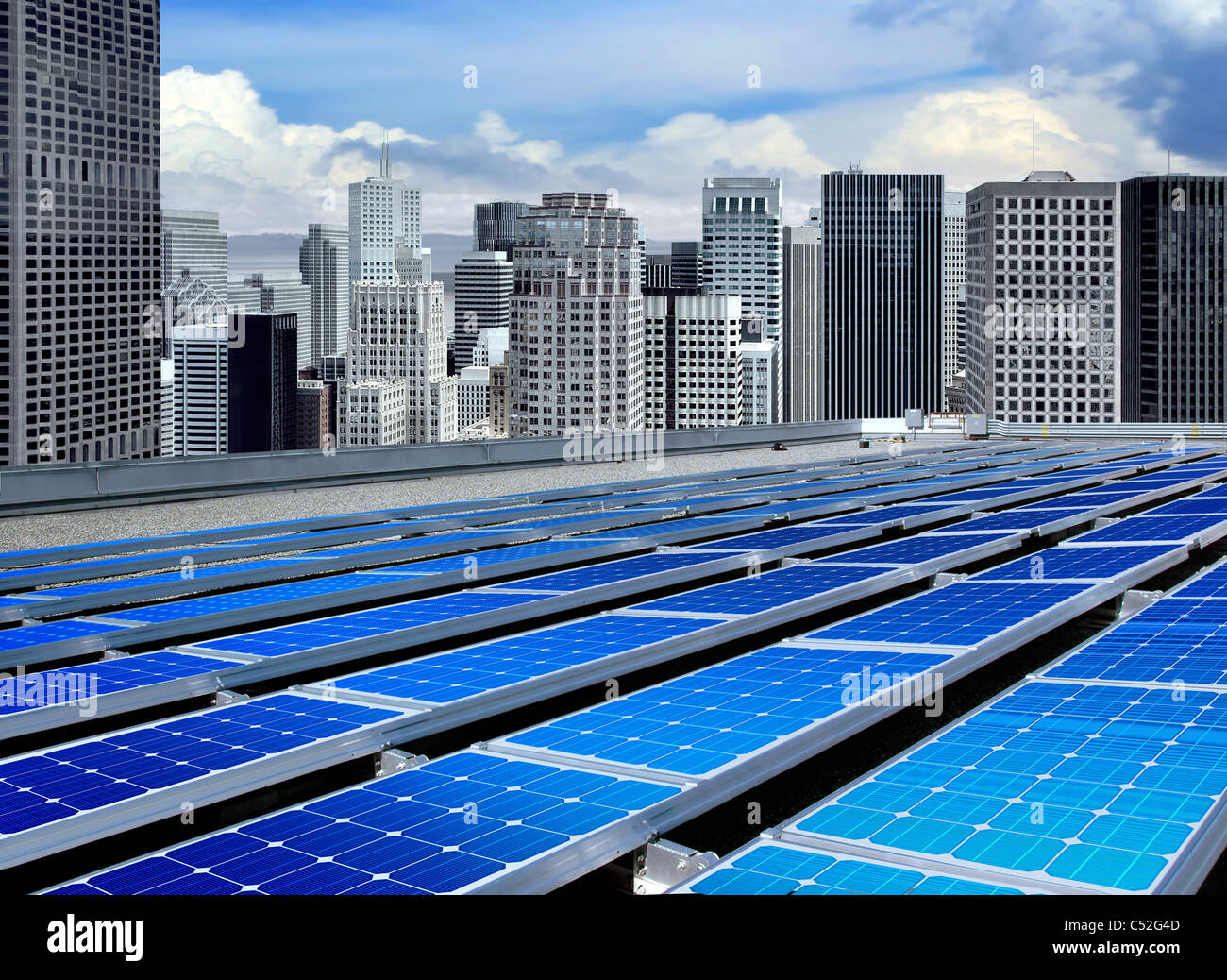 solar panels on the roof of modern skyscraper Stock Photo - Alamy