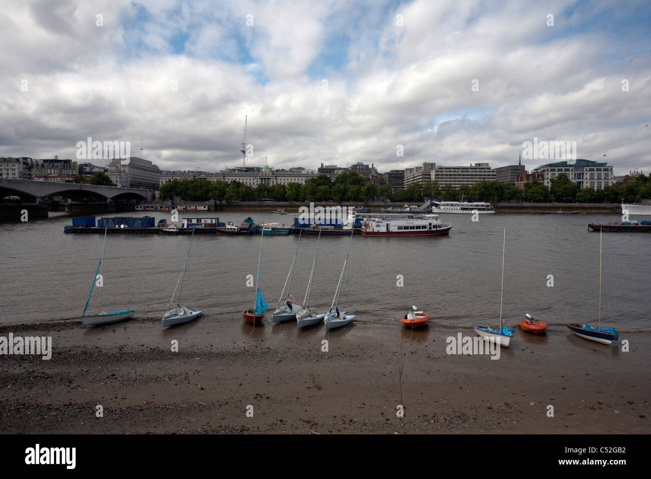 small yachts at the southbank centre london Stock Photo - Alamy