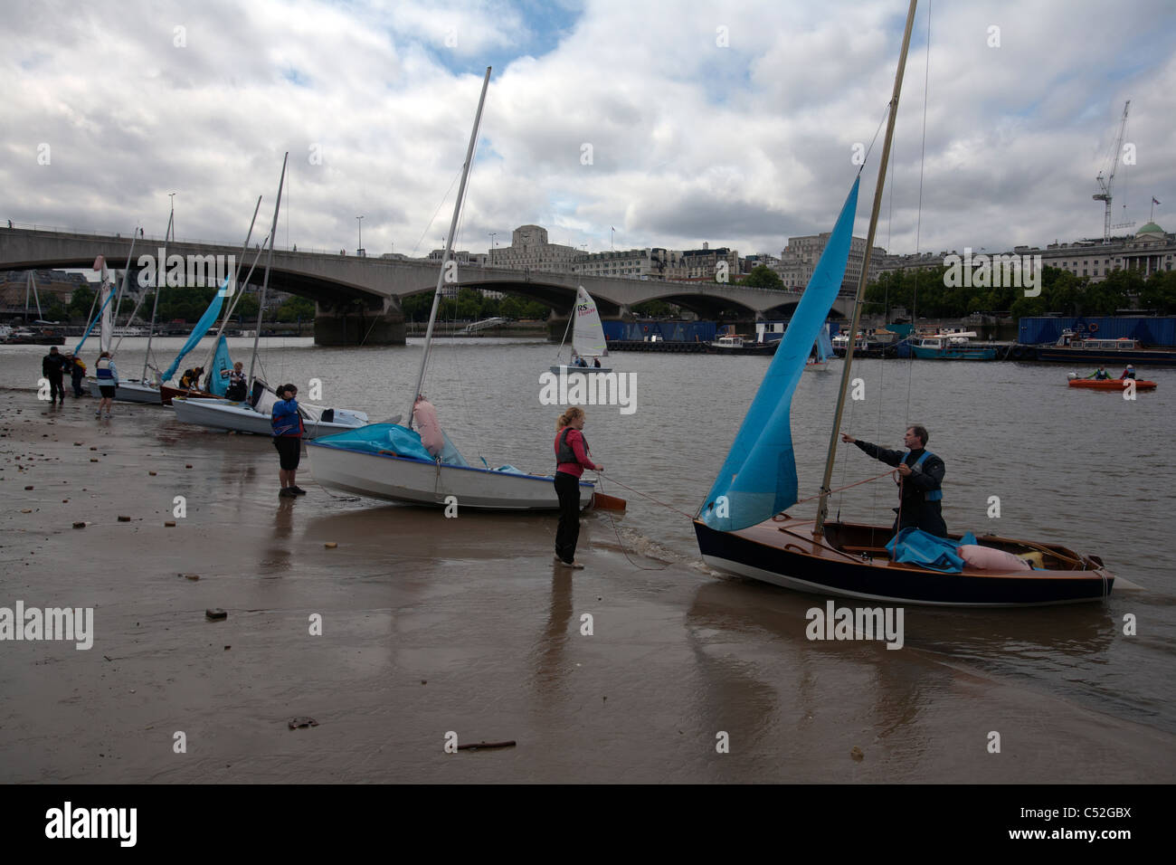 small yachts at the southbank centre london Stock Photo - Alamy