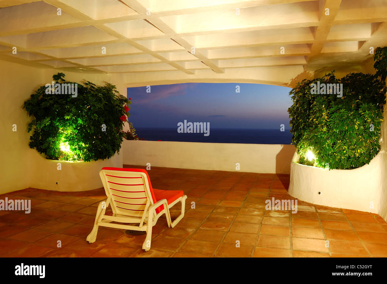The sea view from a terrace of luxury hotel, beach and Atlantic Ocean ...