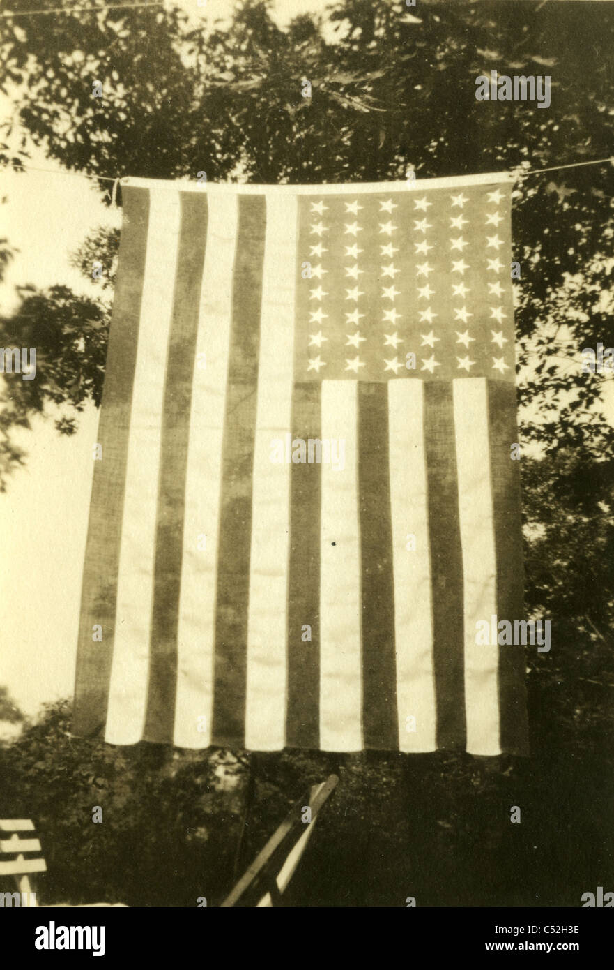 July 4th 1926 photograph of the American Flag hanging outdoors Stock ...