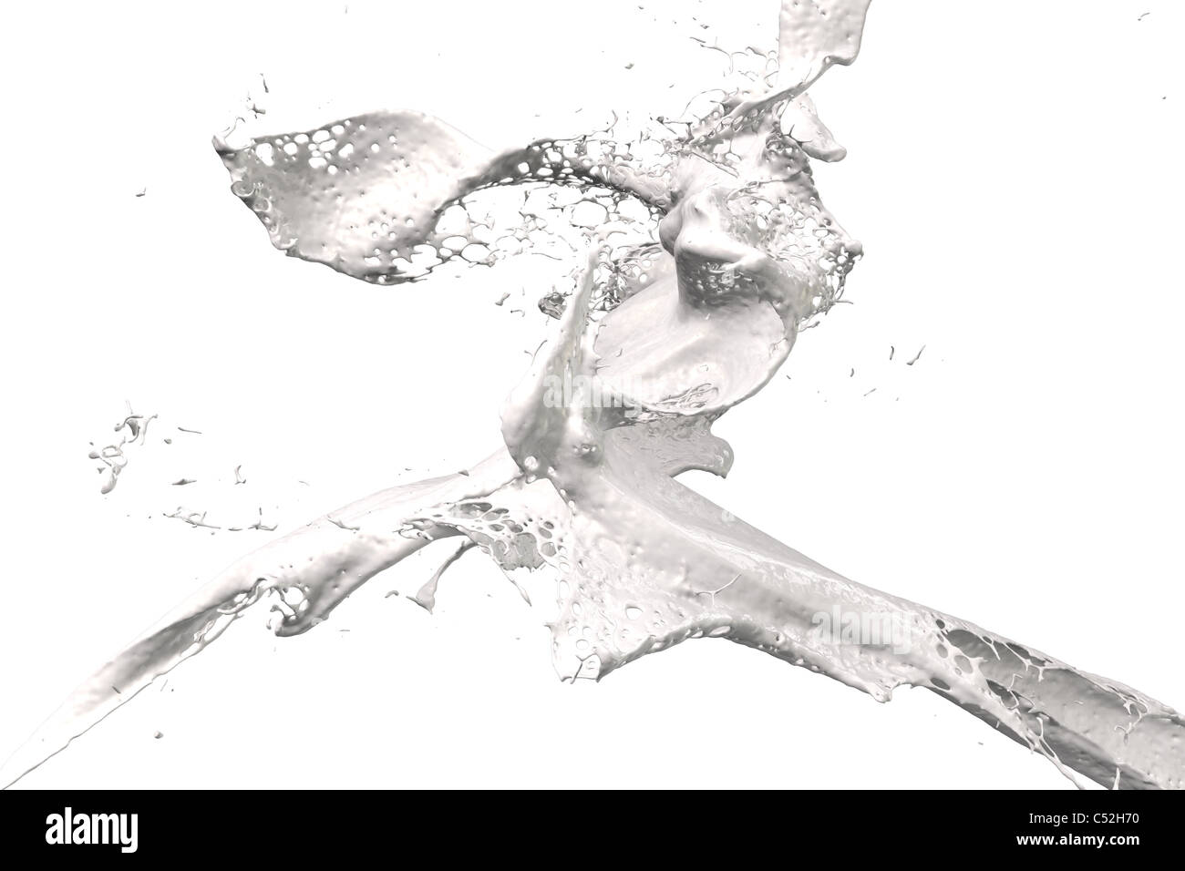 white color splashes collide, isolated on white background Stock Photo ...