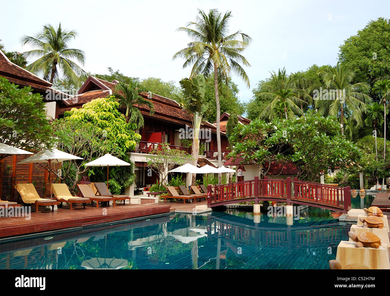 Swimming pool at modern luxury villa, Samui island, Thailand Stock ...