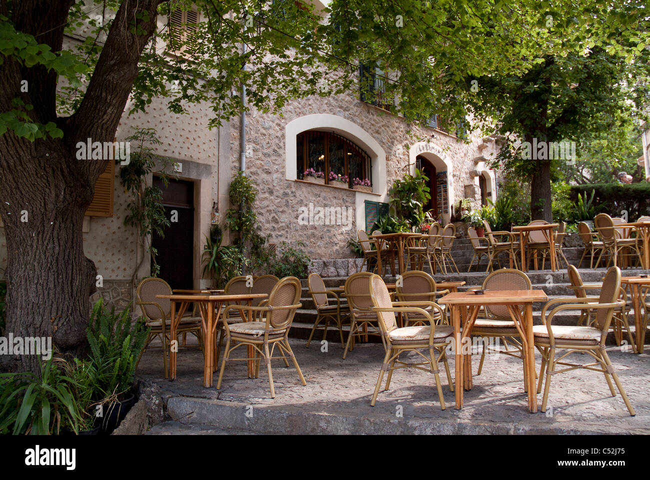 Outside cafe in Valldemossa, Majorca Stock Photo - Alamy