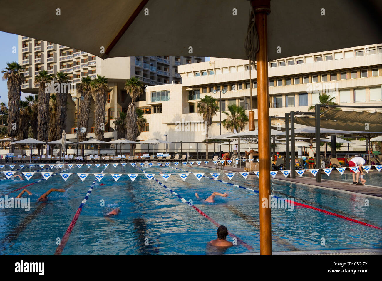Hotel swimming pool by the beach in Tel Aviv Israel Stock Photo - Alamy