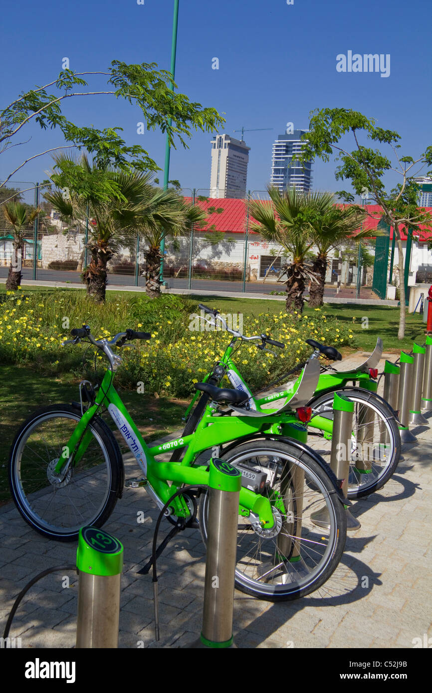 Green city bicycles for hire, Tel Aviv, Israel Stock Photo - Alamy