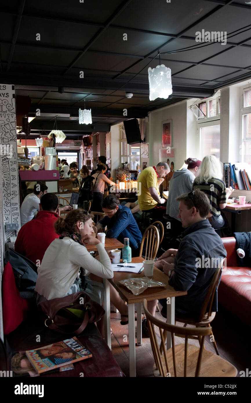 Interior of Cafe on Brick Lane, London, England, UK Stock Photo - Alamy