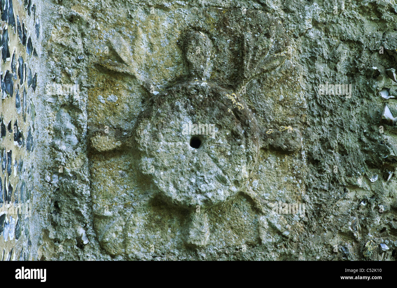 Corhampton church, Hampshire, Saxon Sundial, devided into 8 'Tides' of ...